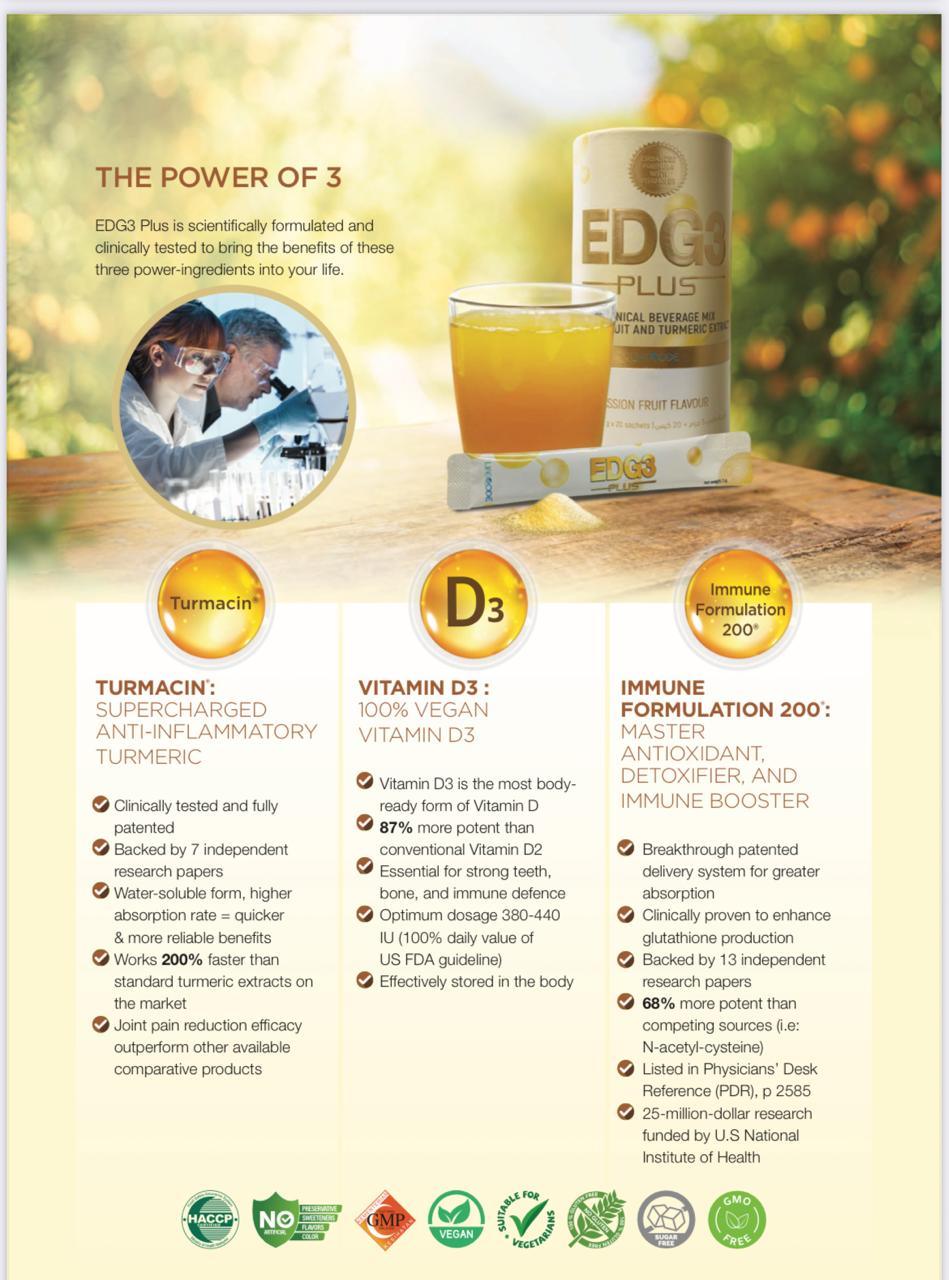 EDG3 Plus | 3-in-1 Botanical Supplement For Immunity, Joints & Energy